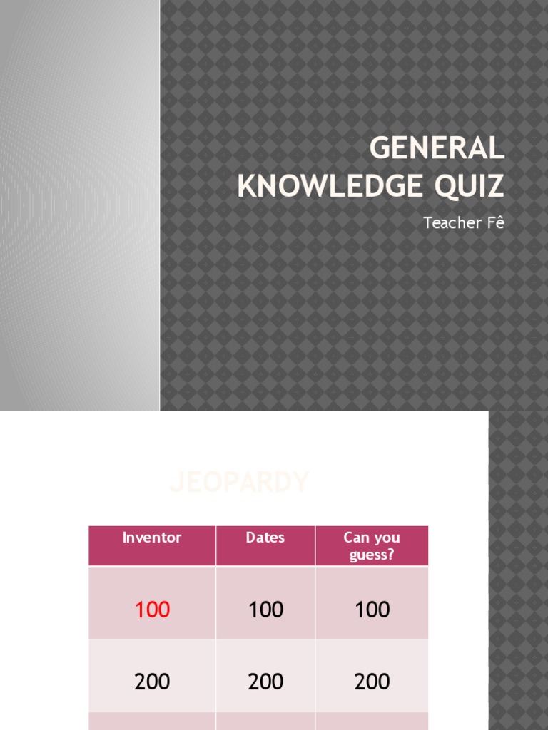 Jeopardy General Knowledge | PDF