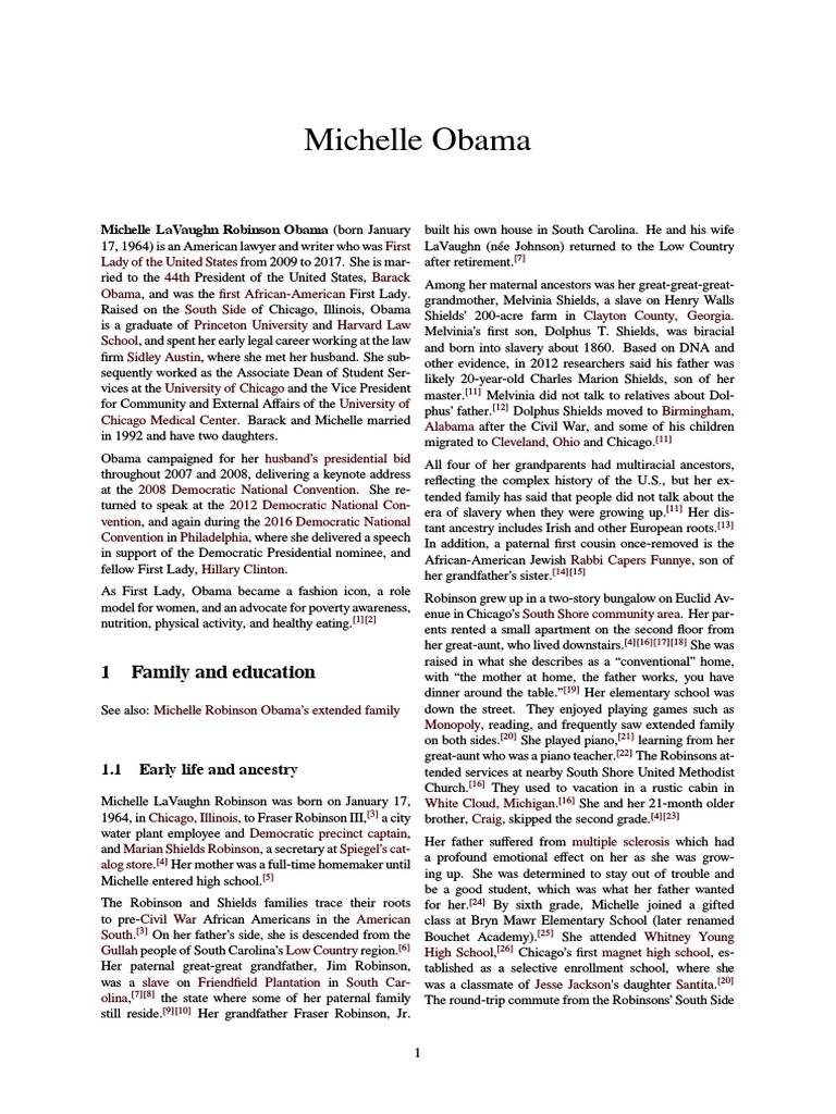 Michelle Obama | PDF | Michelle Obama | Barack Obama