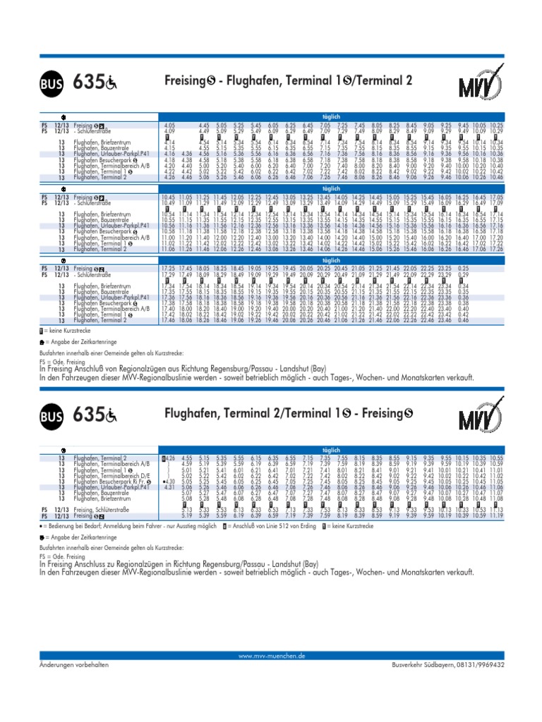 Bus 635 Airport Munich To Freising 2010 | PDF | Transport | Business