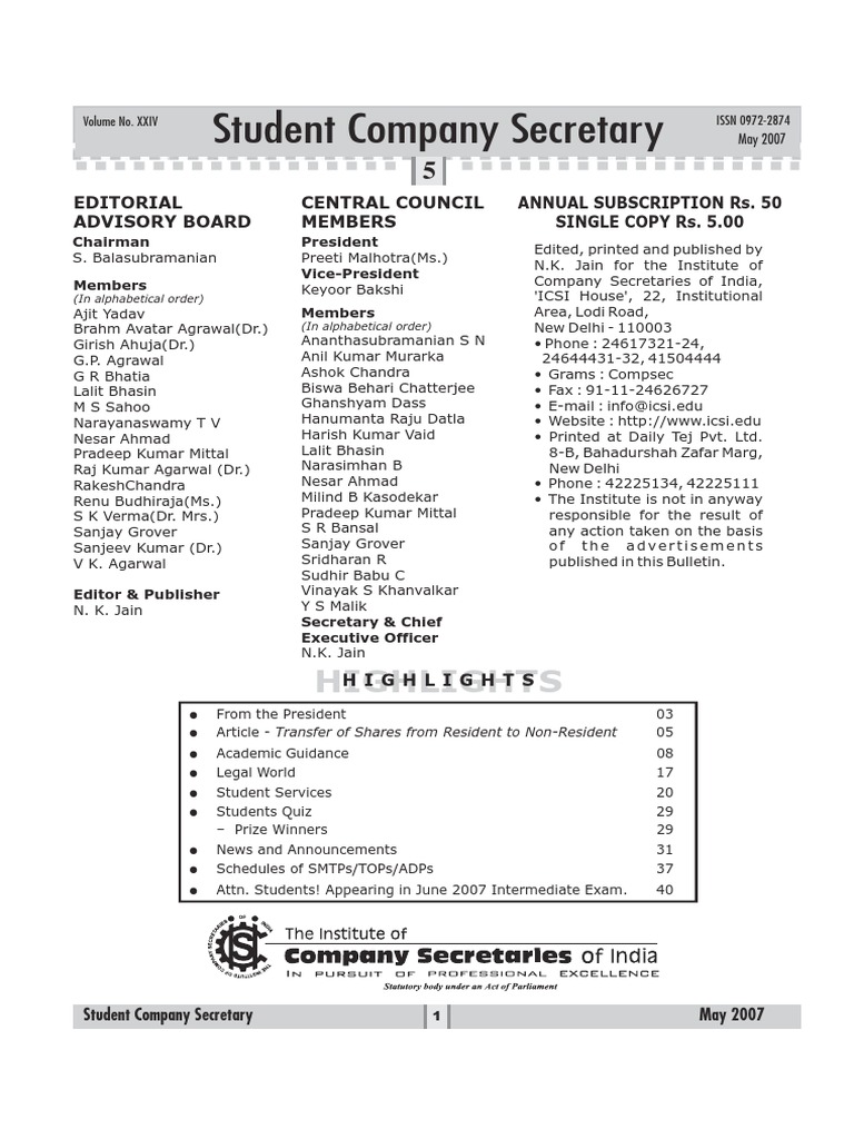 SCS 2007 05 | PDF | Reserve Bank Of India | Stocks