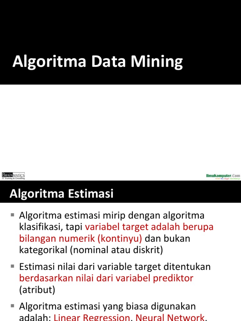 Introduction DM RSW 2 Algoritma DM PDF | PDF | Metode & Bahan Ajar ...