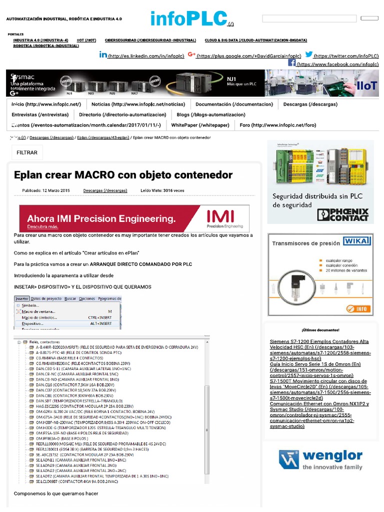 Eplan Crear MACRO Con Objeto Contenedor - InfoPLC | PDF