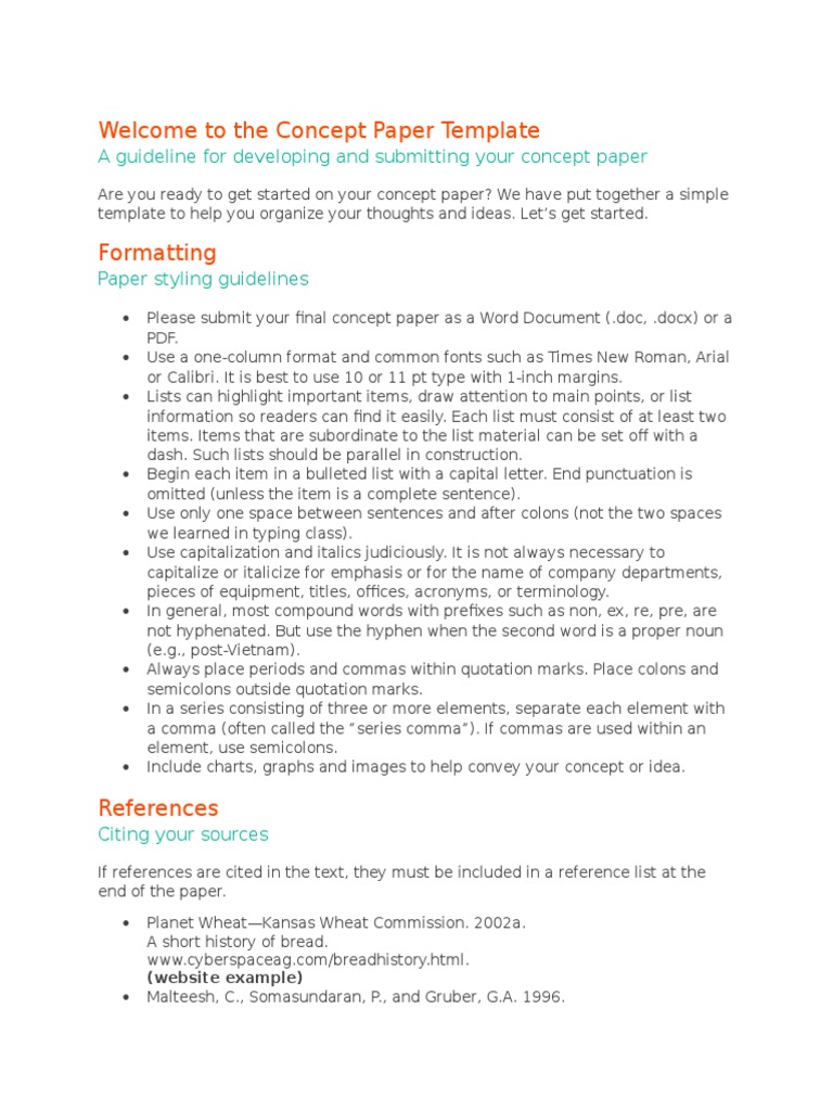 Welcome To The Concept Paper Template: A Guideline For Developing and ...