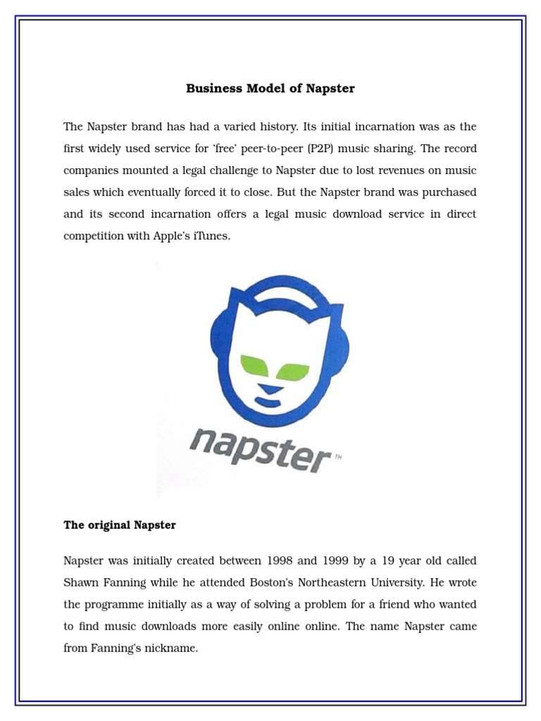 Business Model of Napster | PDF | Peer To Peer | Subscription Business ...
