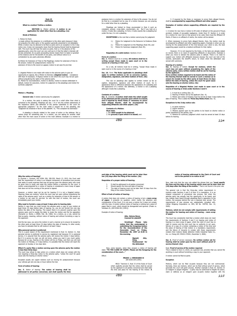 Rule 15 - Motions | PDF | Pleading | Ex Parte