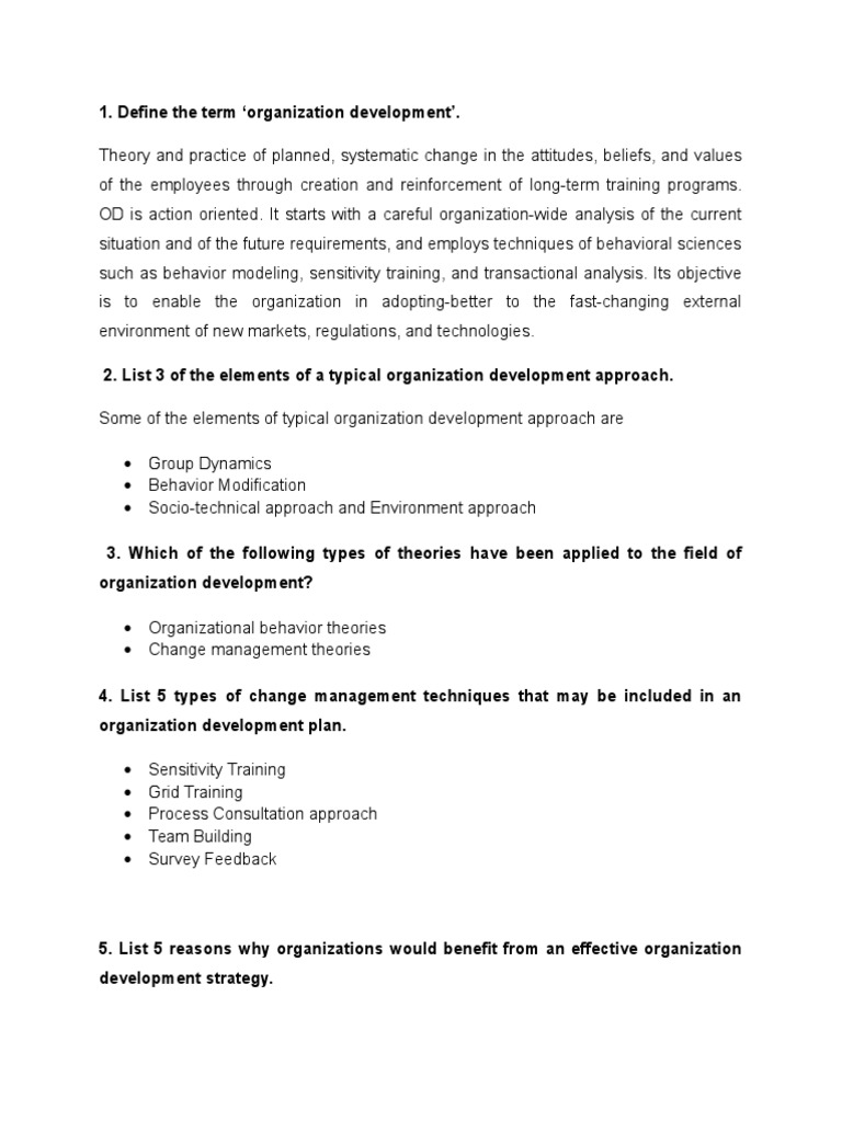 Organization Development | PDF | Organization Development | Change ...