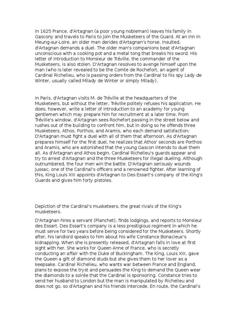 The Three Musketeers Plot Summary | Download Free PDF | The Three ...