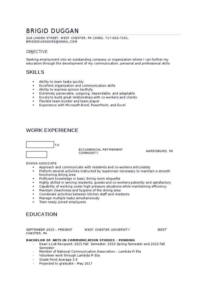 Brigid Duggan Resume | PDF