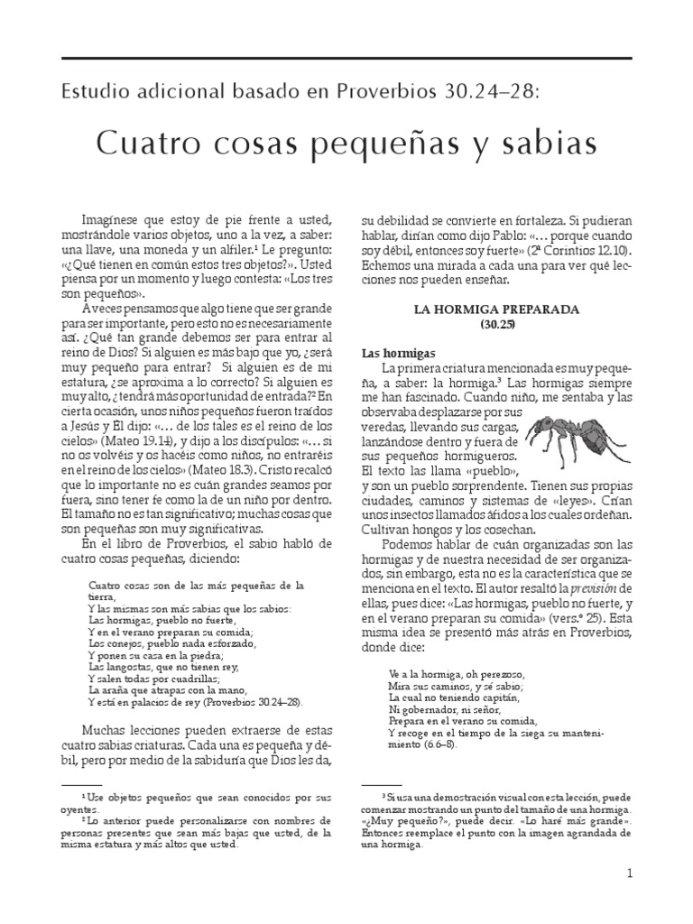 8 Cuatro Cosas Pequenas y Sabias Proverbios 30.24 28 PDF | PDF ...