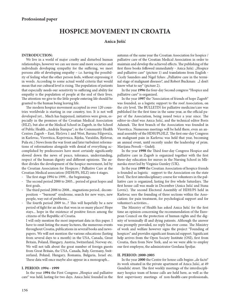 Croatia's Hospice Movement Journey | PDF | Palliative Care | Hospice