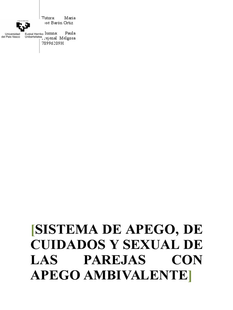 Significado de apego ambivalente | PDF | Teoría de apego | Experiencia subjetiva