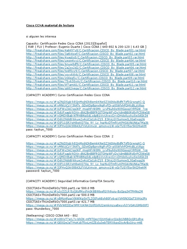 Material CCNA | PDF | Certificaciones de Cisco | Equipo de ...