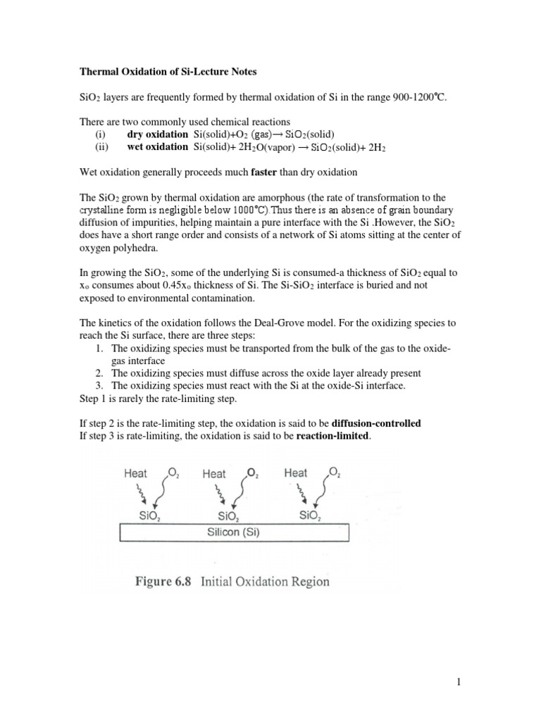 Thermal Oxidation of Si | PDF | Mosfet | Silicon