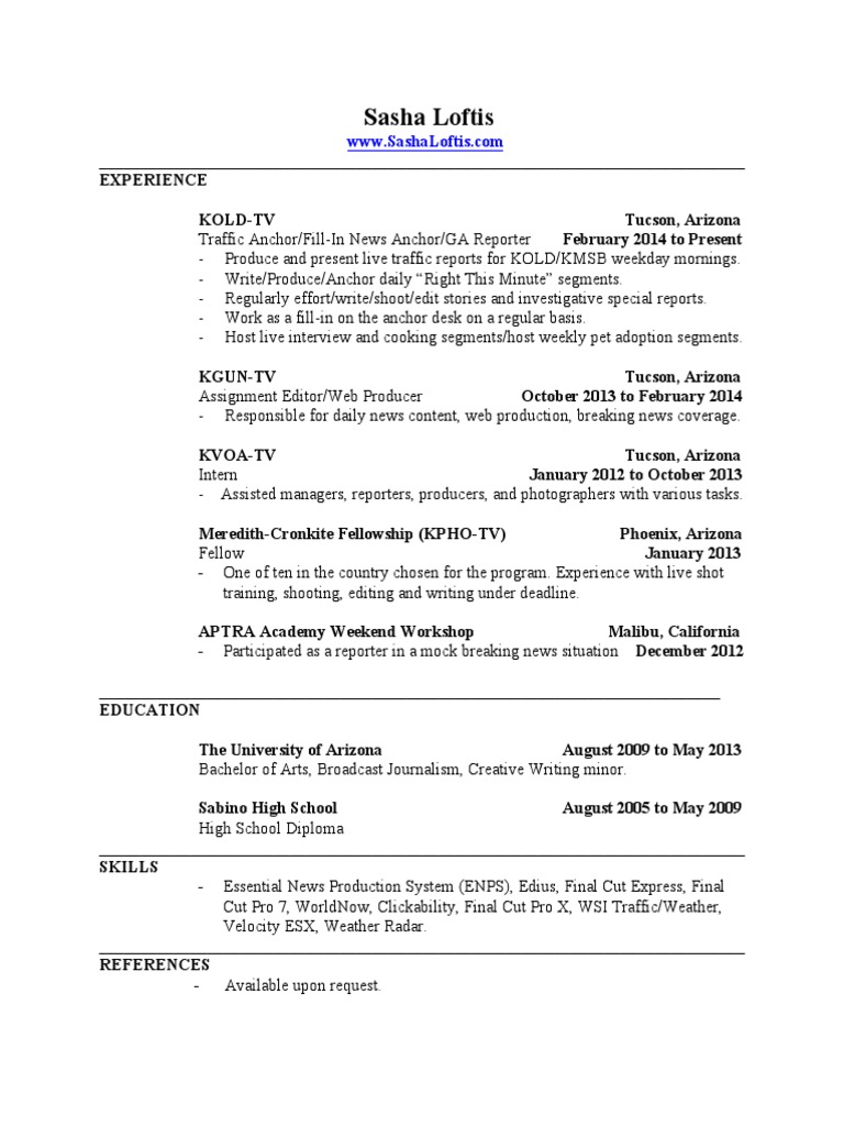 Broadcast Journalism Career Highlights | PDF | Career & Growth ...
