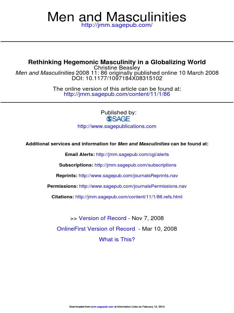 Rethinking Hegemonic Masculinity | PDF | Masculinity | Man