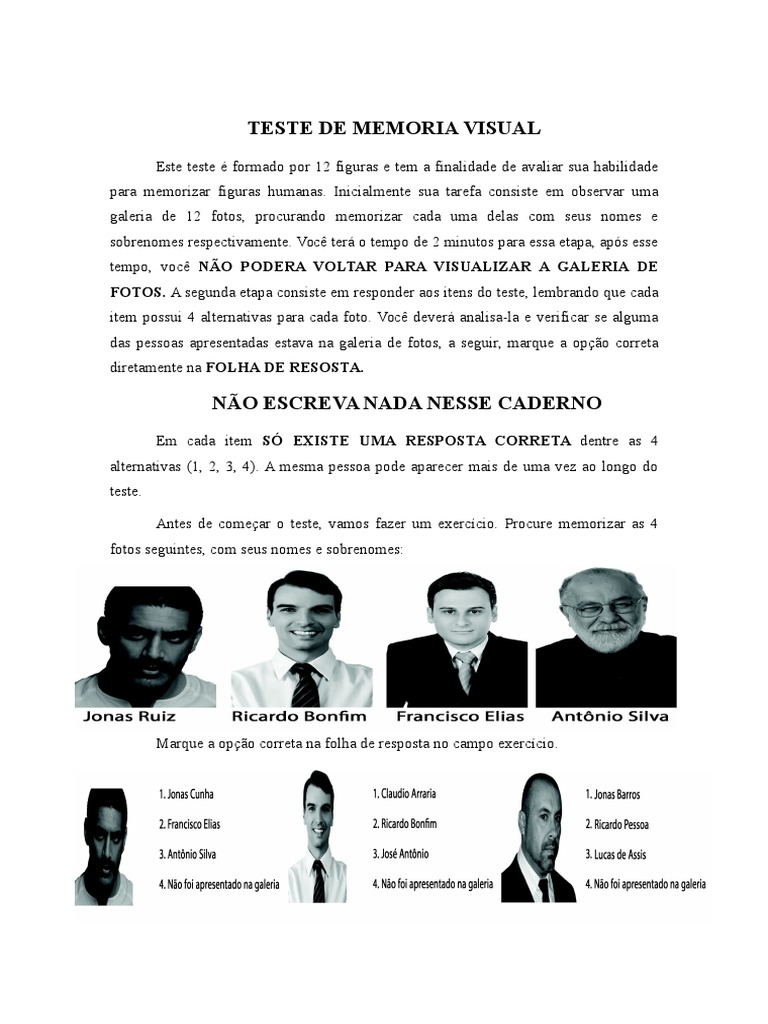Teste de Memoria Visual 2 | PDF
