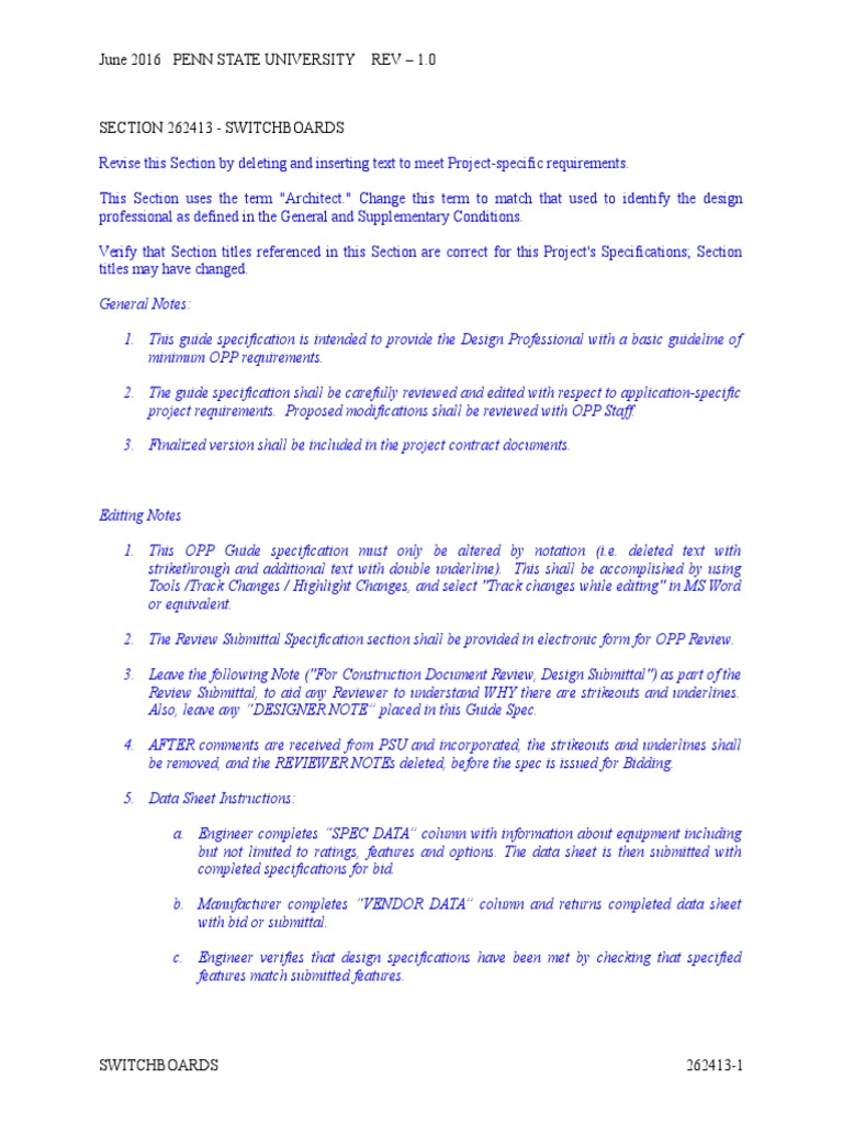 Switchboard Specification Guidelines | PDF | Fuse (Electrical ...