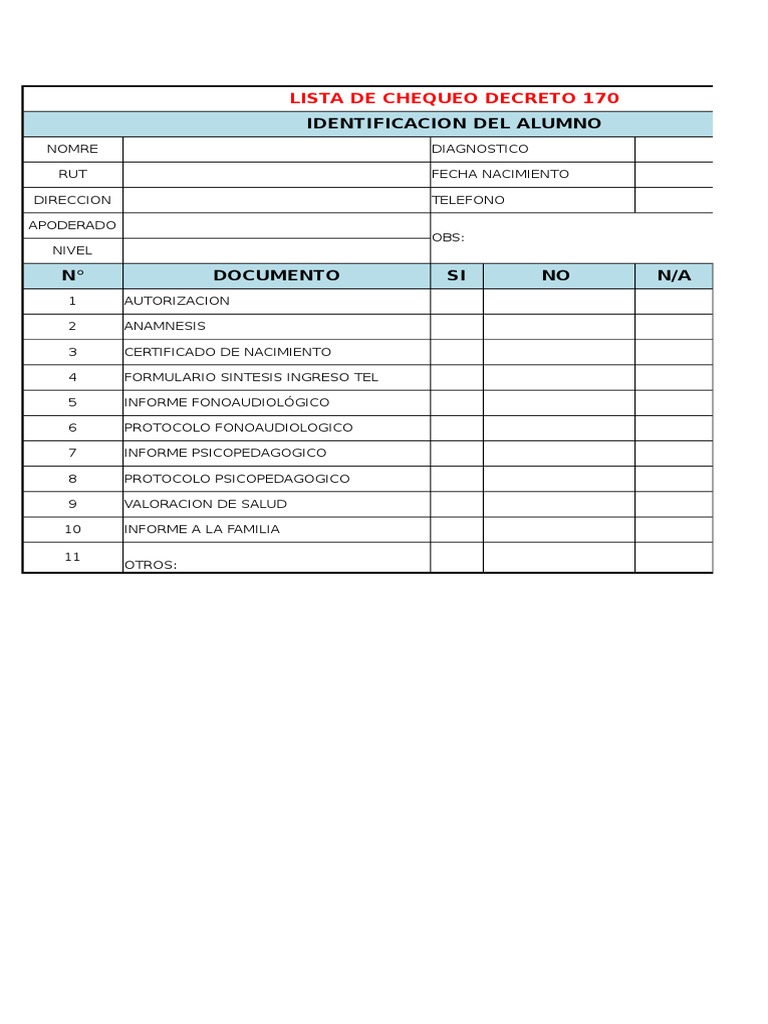 Check List Documentos PIE | PDF