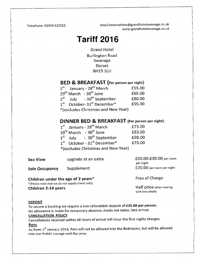 2016 Tariff | PDF