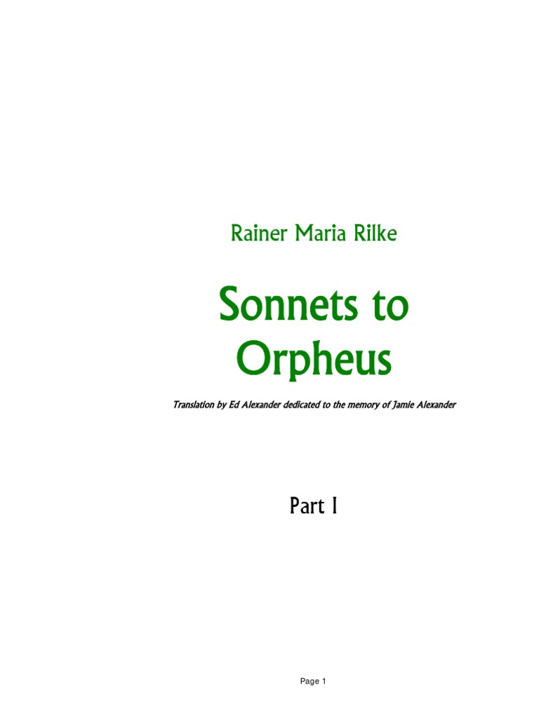 Sonnets To Orpheus Rilke Pdf Orpheus