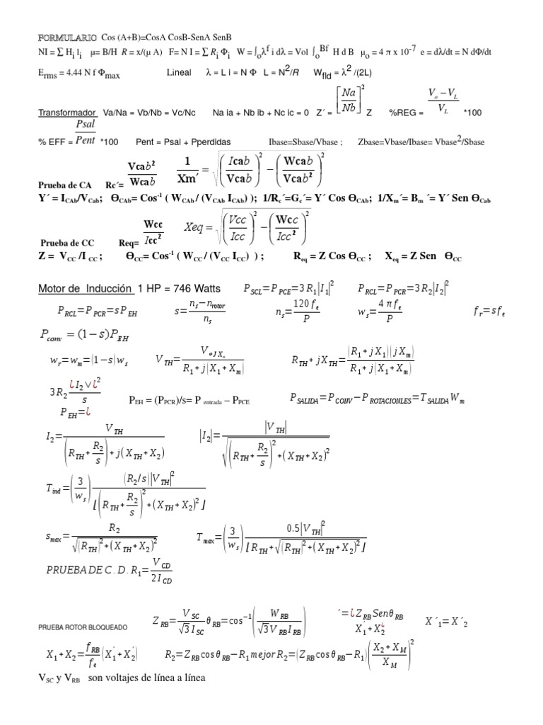 Electrical Engineering Formulas Guide | PDF