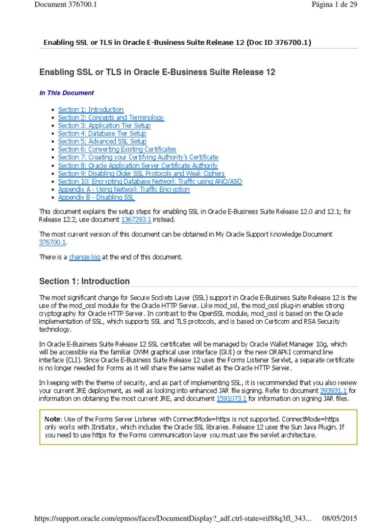 Enabling SSL or TLS in Oracle EBS | PDF | Transport Layer Security ...