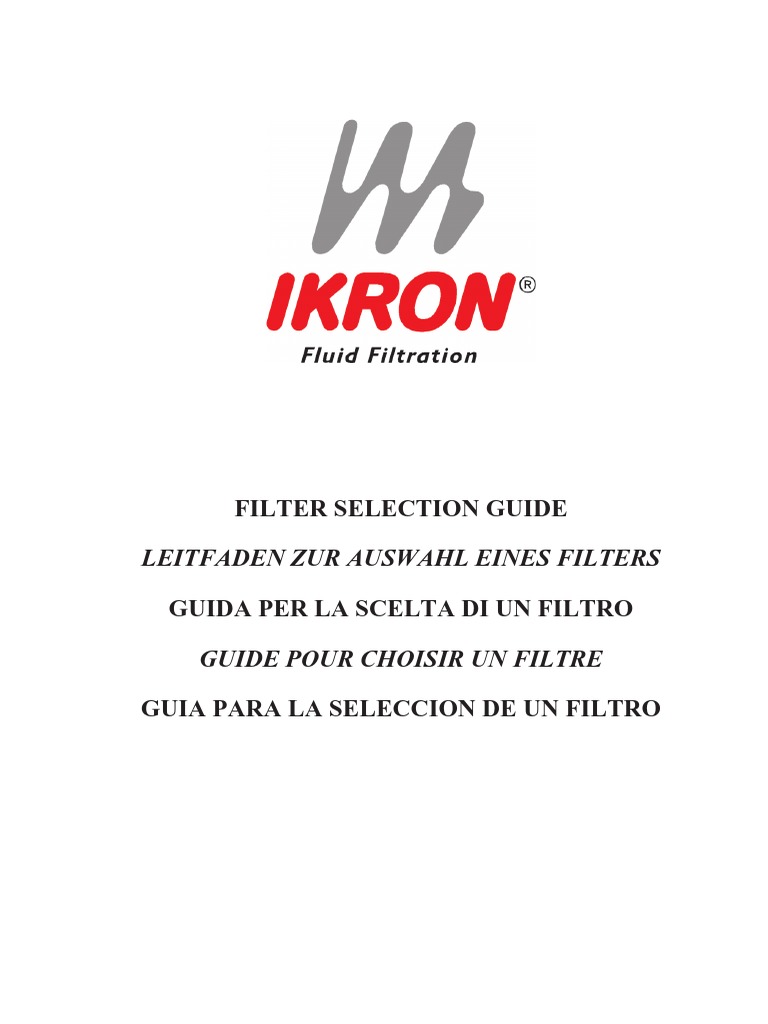 Filter Selection Guide-E PDF | PDF | Filtration | Viscosity