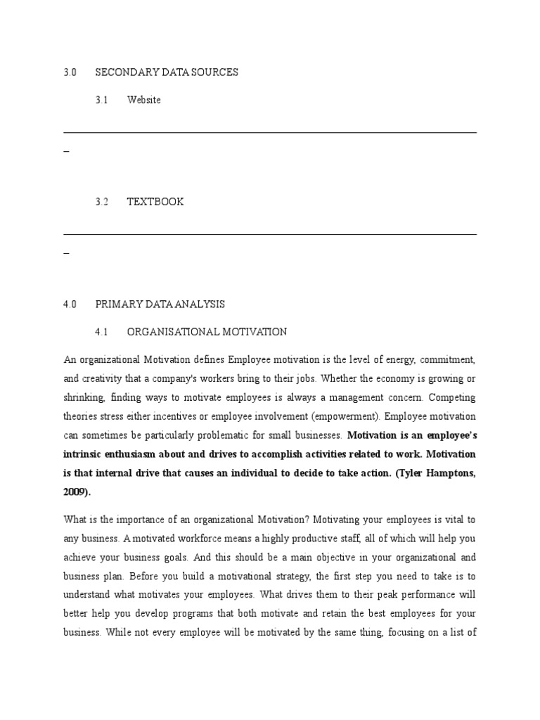 Secondary Data Motivation | PDF | Motivation | Motivational