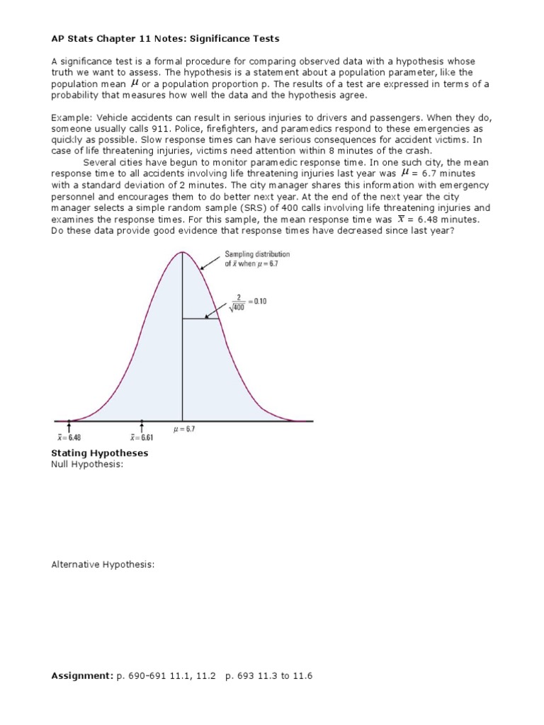 AP Stats Chapter 11 Notes | PDF | P Value | Statistical Hypothesis Testing