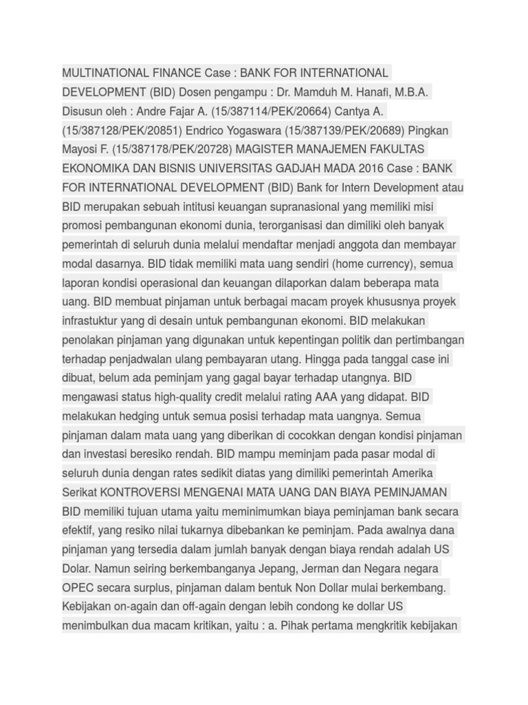 Rangkuman Case Multinational Finance | PDF