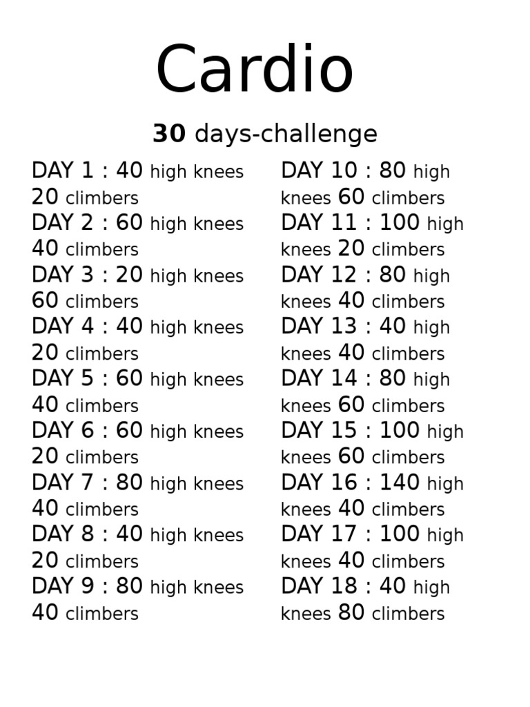 Cardio: 30 Days-Challenge | PDF