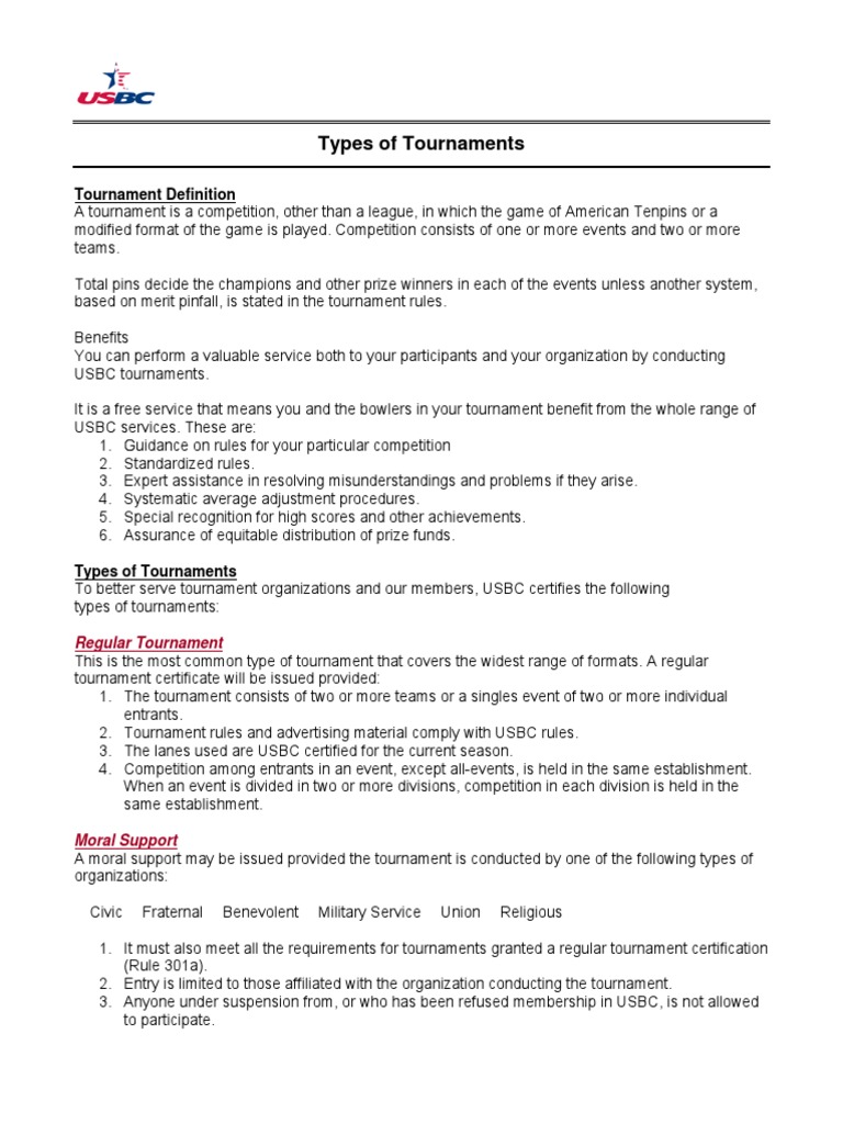 Types of Tournaments | PDF | Sports | Leisure