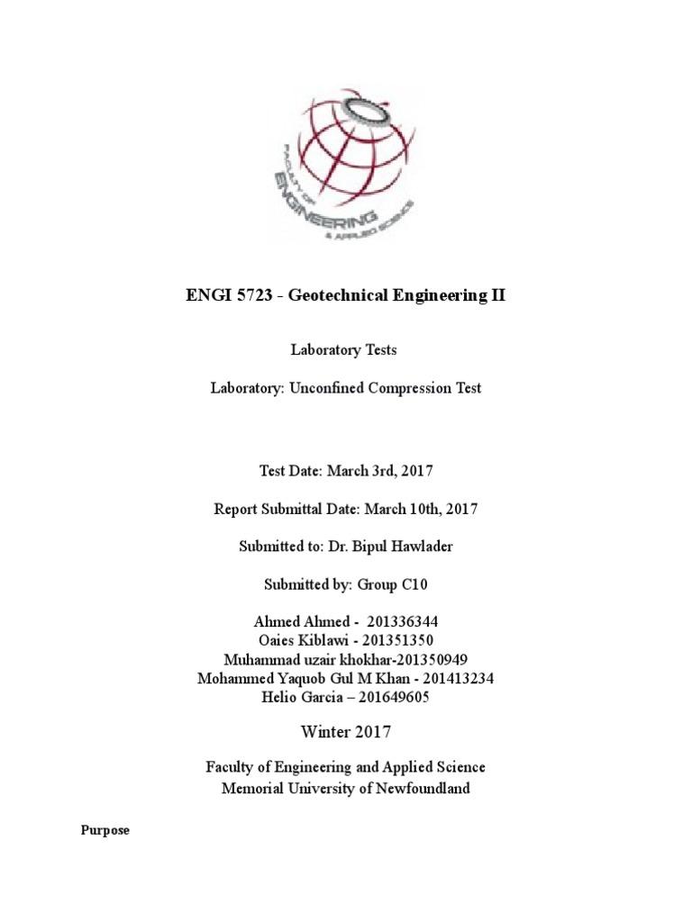 Unconfined Compression Test 33 | PDF | Deformation (Engineering) | Soil ...