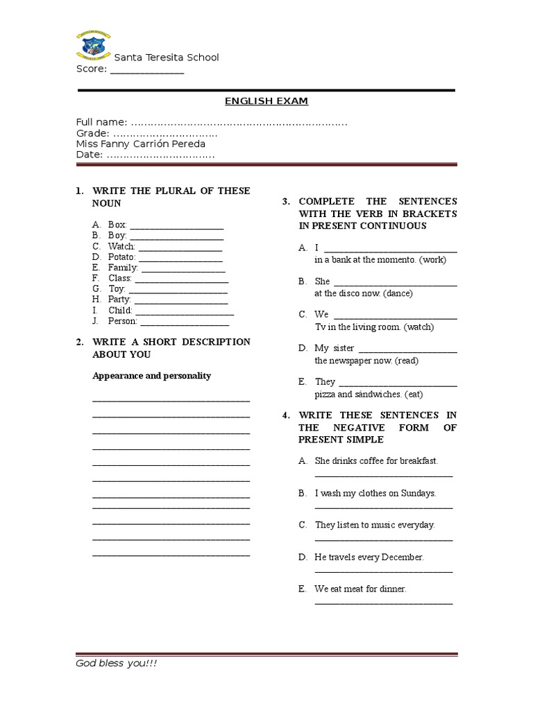 Ejercicios Ingles | PDF