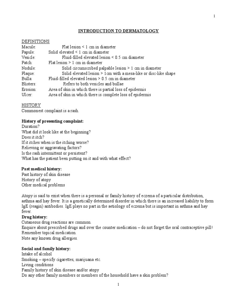 Complete Dermatology Notes | PDF | Dermatitis | Epidermis