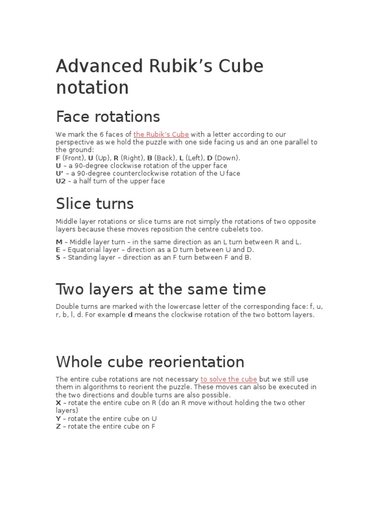 Advanced Rubik's Cube Notation | PDF