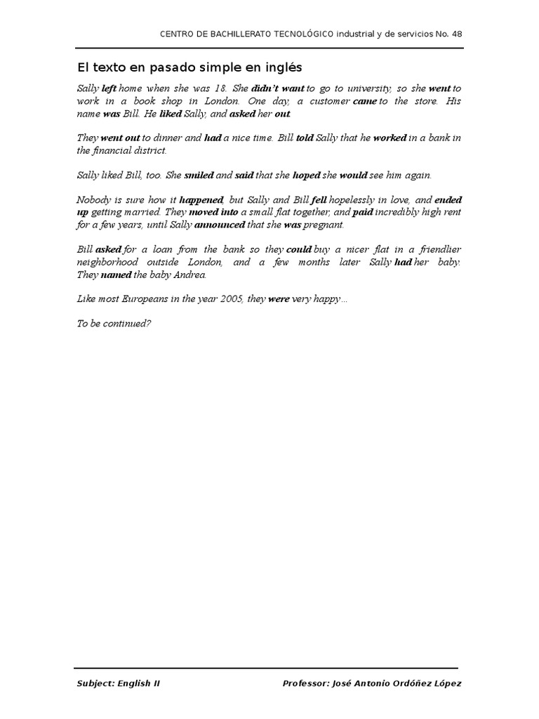 El Texto en Pasado Simple | PDF | Banking | Business