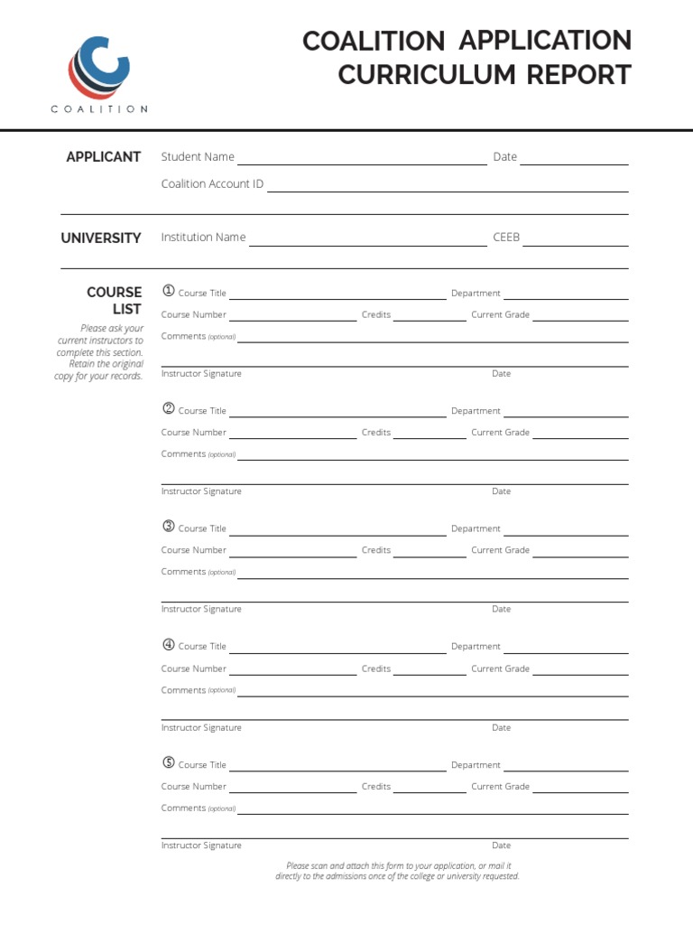 Coalition Application Curriculum Report | PDF | Academia | Curriculum