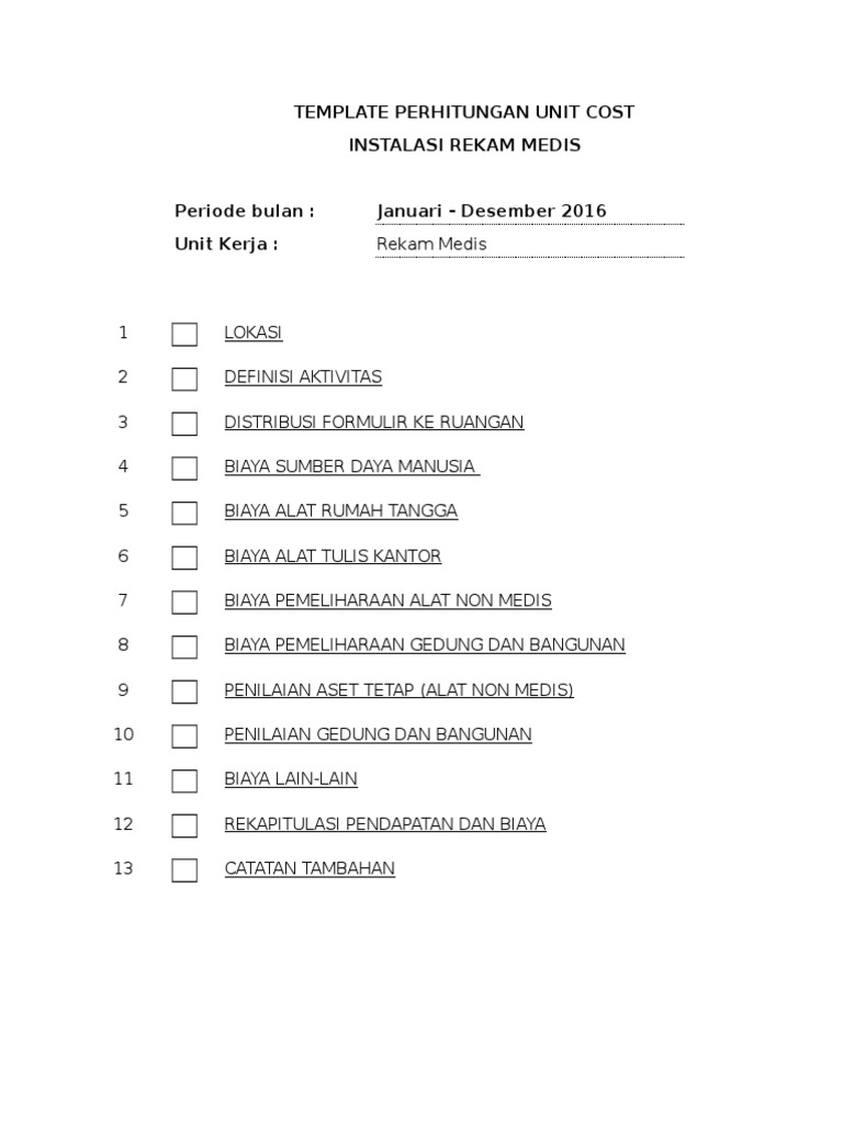 Template Unit Rekam Medis | PDF