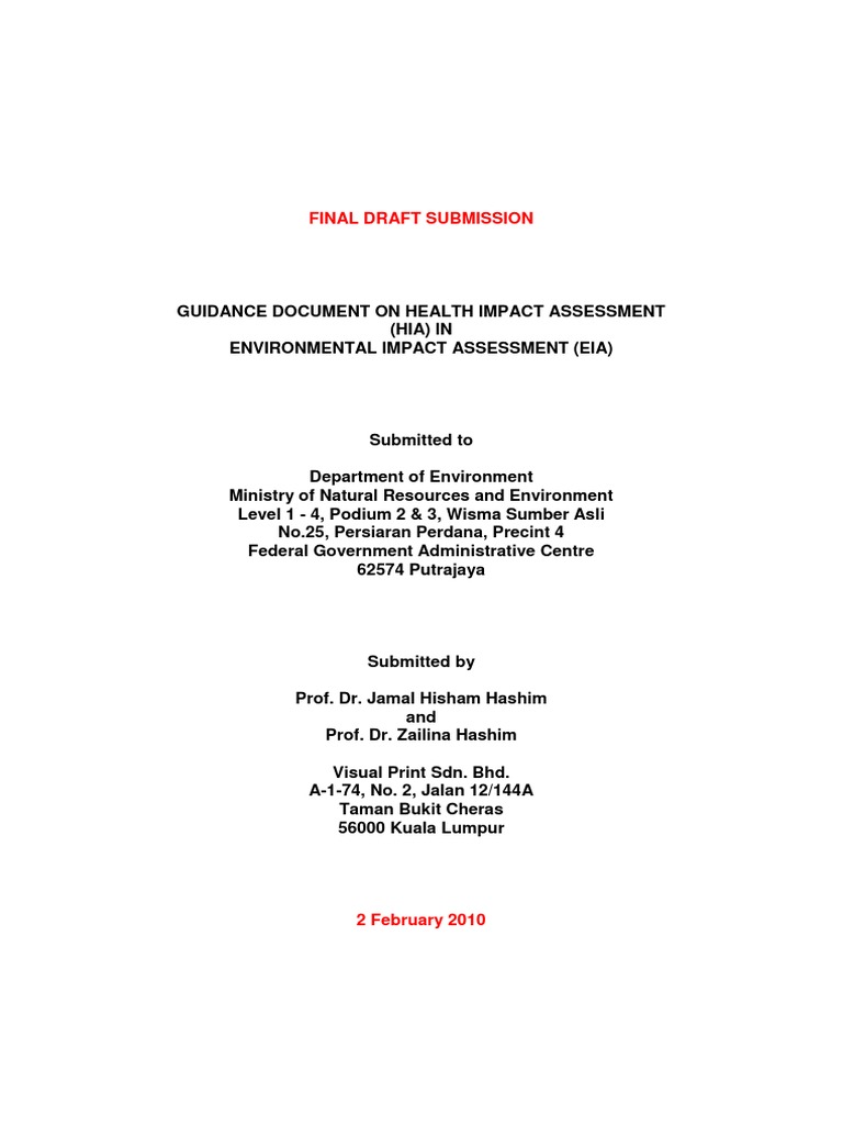 HIA Guidance Document | PDF | Environmental Impact Assessment | Air ...