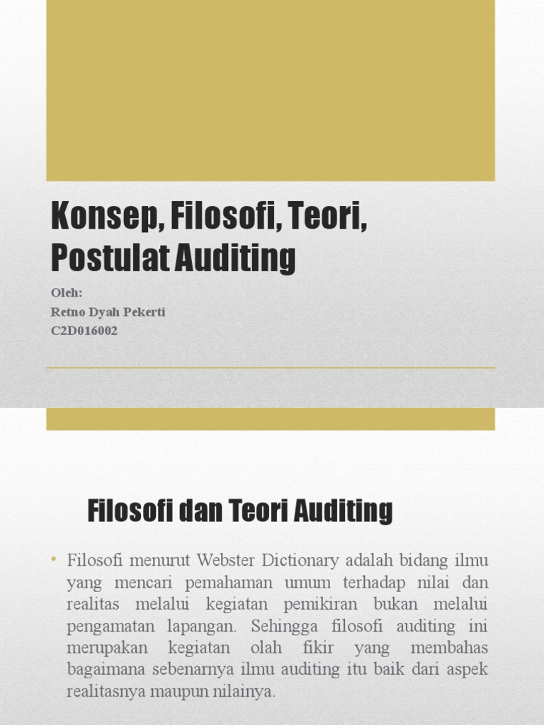 Konsep, Filosofi, Teori, Postulat Auditing | PDF