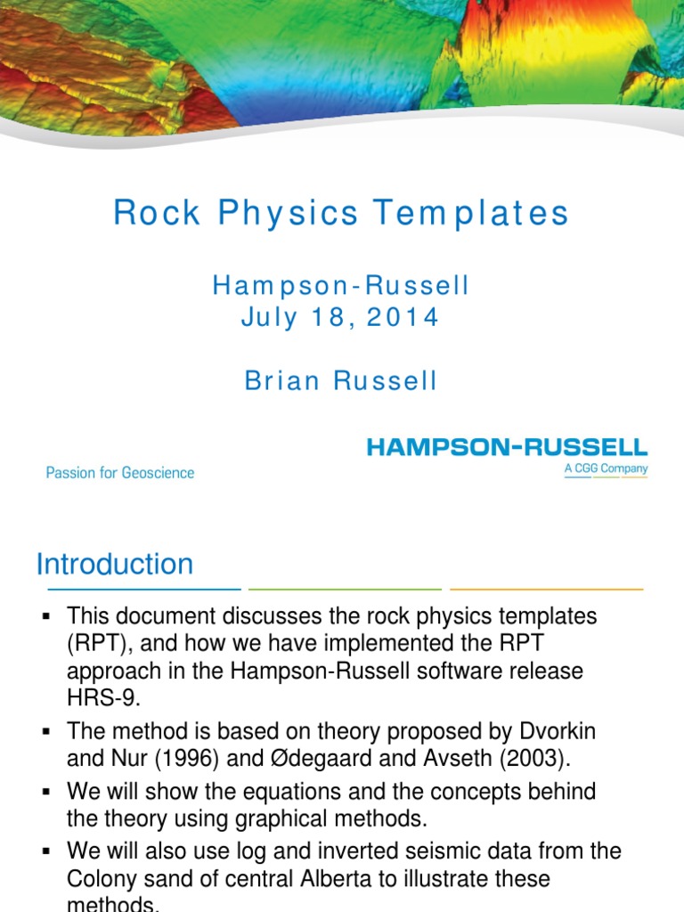 Rock Physic Template | PDF | Porosity | Reflection Seismology