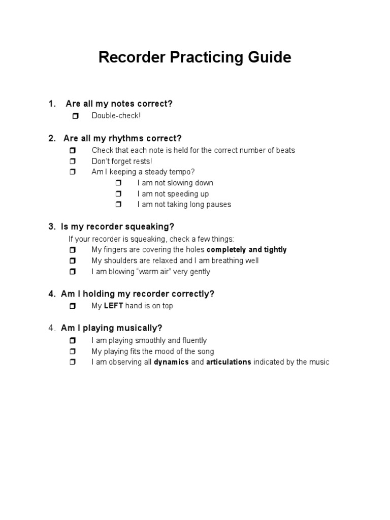Recorder Practicing Guide: 1. Are All My Notes Correct? | PDF