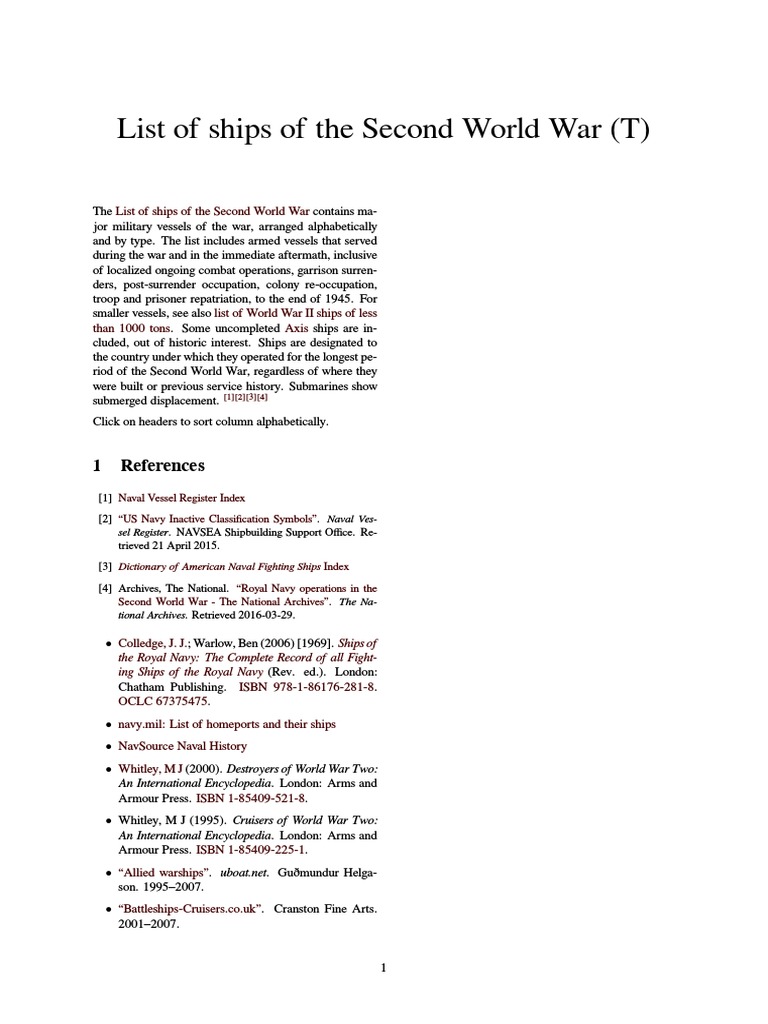 WWII Ships: Complete List by Type | PDF | Naval Warfare | Ships