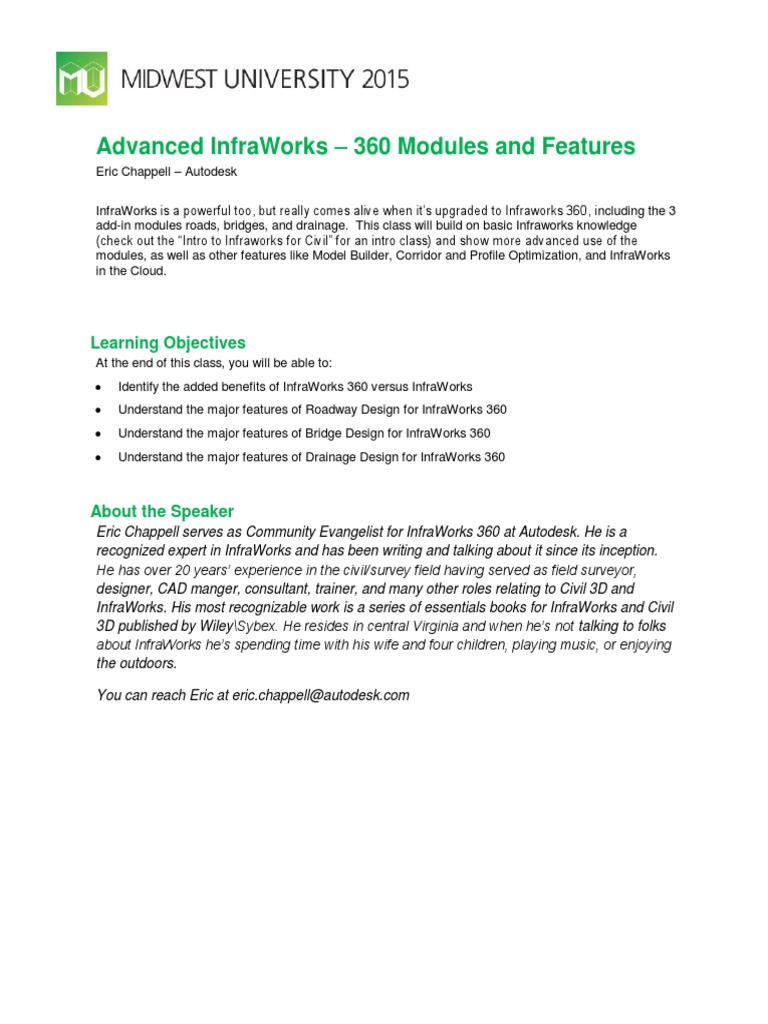 Advanced InfraWorks 360 Features Overview | PDF | Drainage Basin | Design