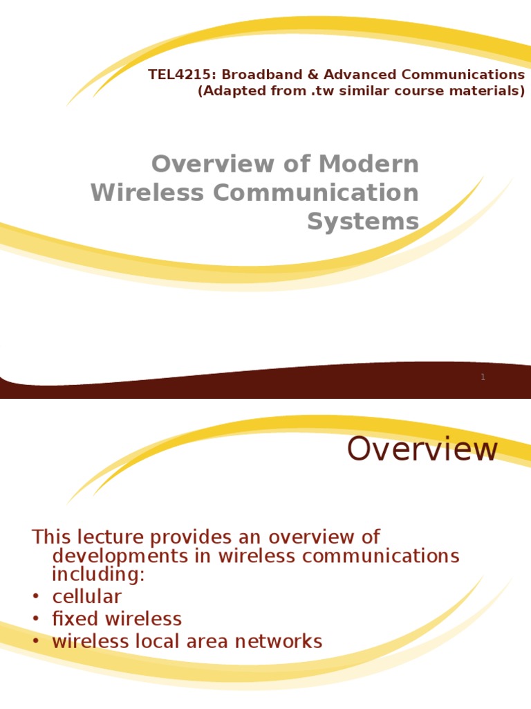Overview of Modern Wireless Communication Systems | PDF | Ieee 802.11 | 3 G