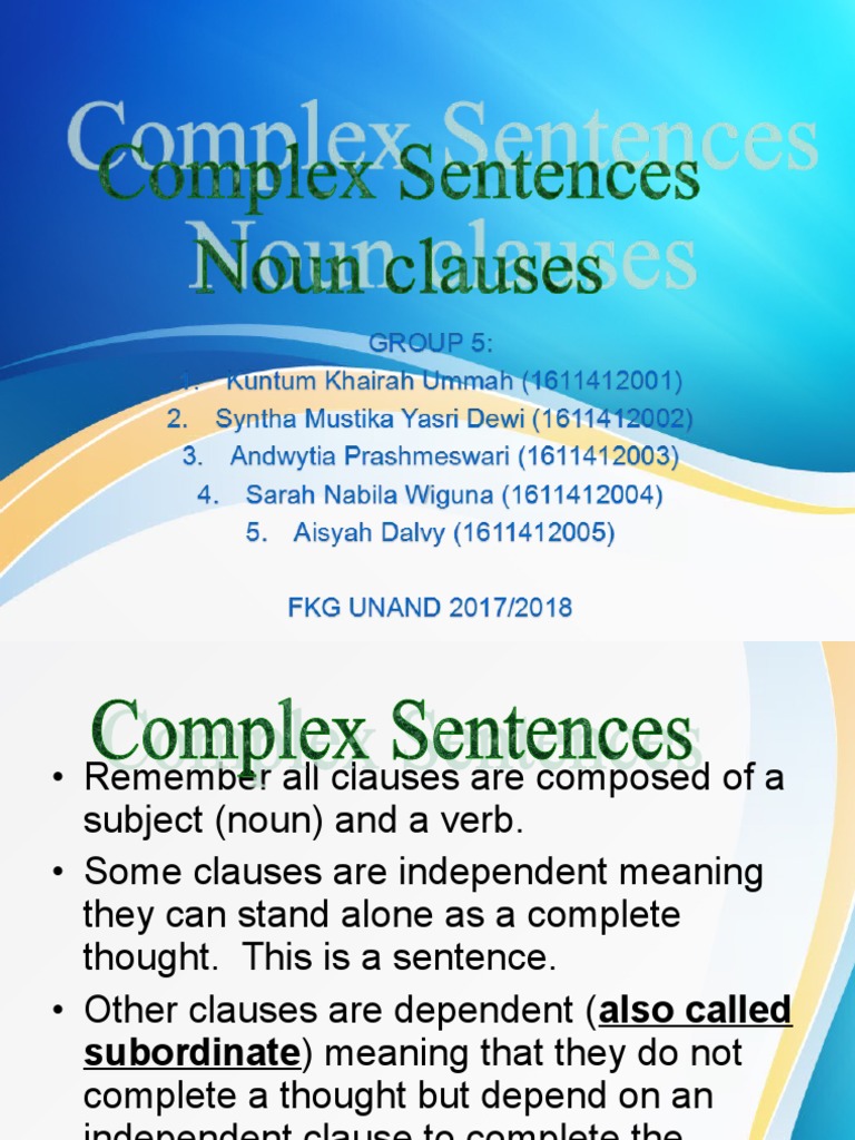 Complex-Sentences Noun Clause | PDF