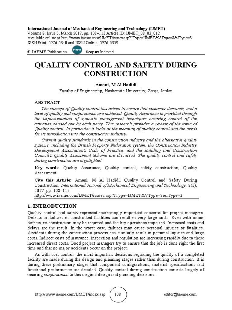 Quality Control and Safety During Construction | PDF | Specification ...