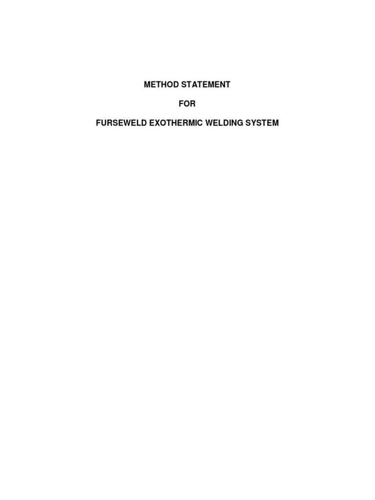 Furse Exothermic Welding Method Statement | PDF | Cable | Welding