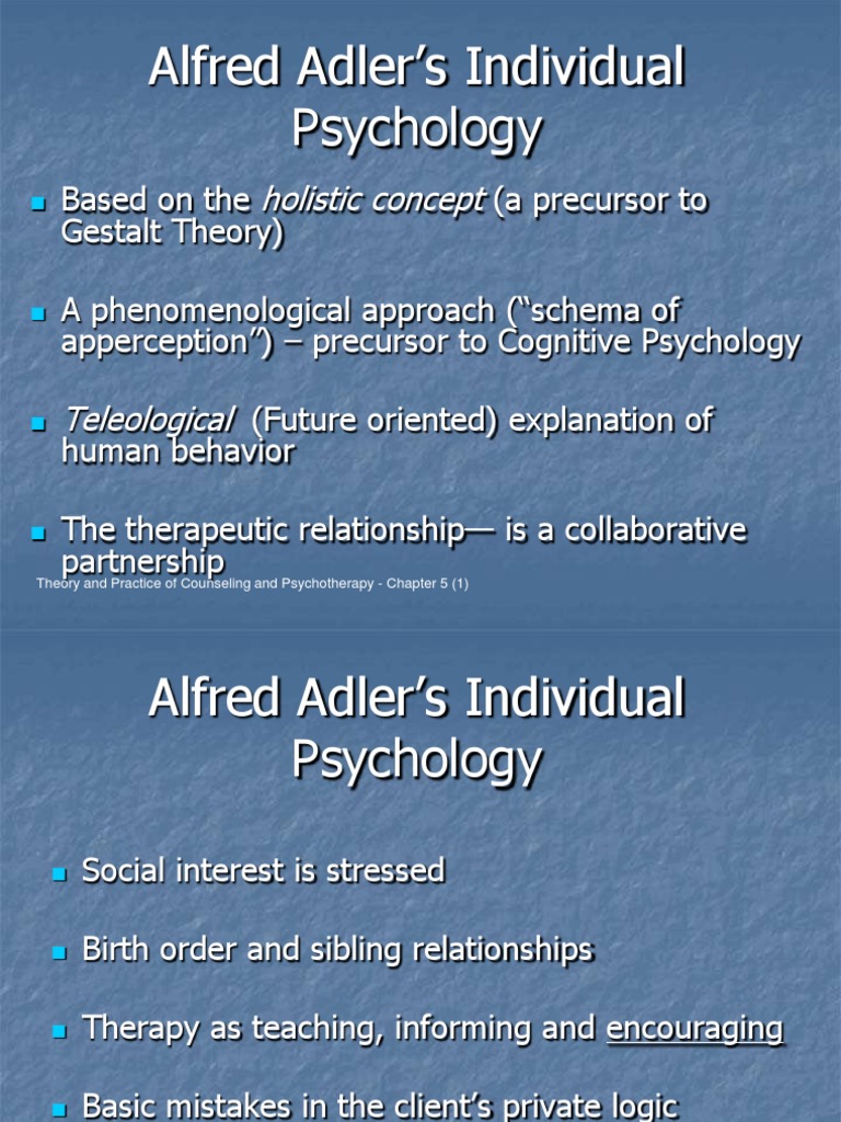 Alfred Adler's Individual Psychology | PDF | Psychotherapy | Psychology